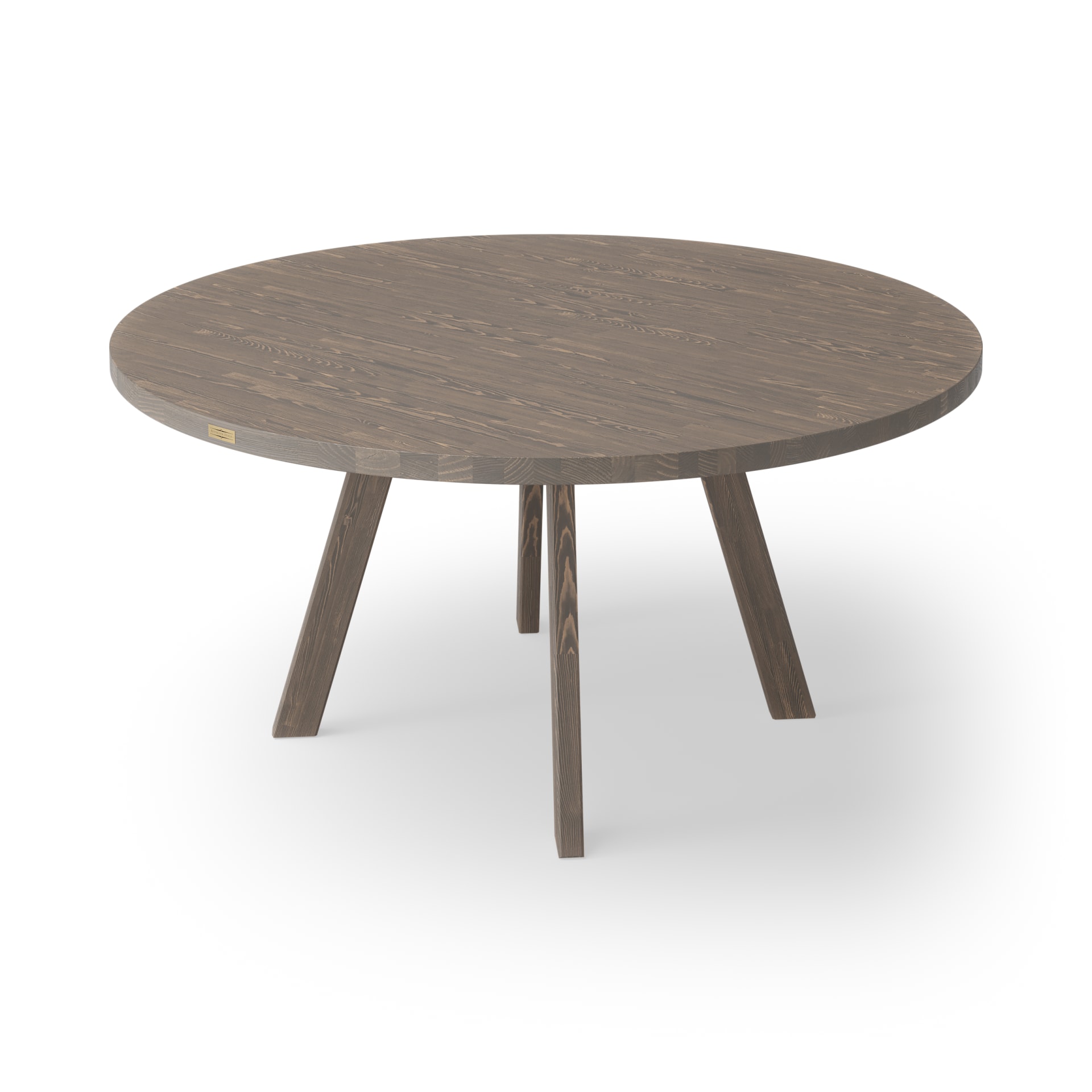 Runt matbord i furu, raka ben - Rustikunik Design